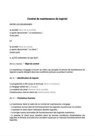 contrat de maintenance logiciel - document et modèle à télécharger